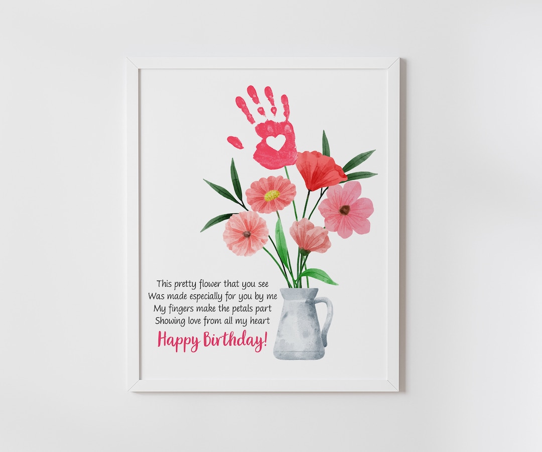 Flower Handprint Art Craft, Birthday Gift From Baby, DIY, Happy ...