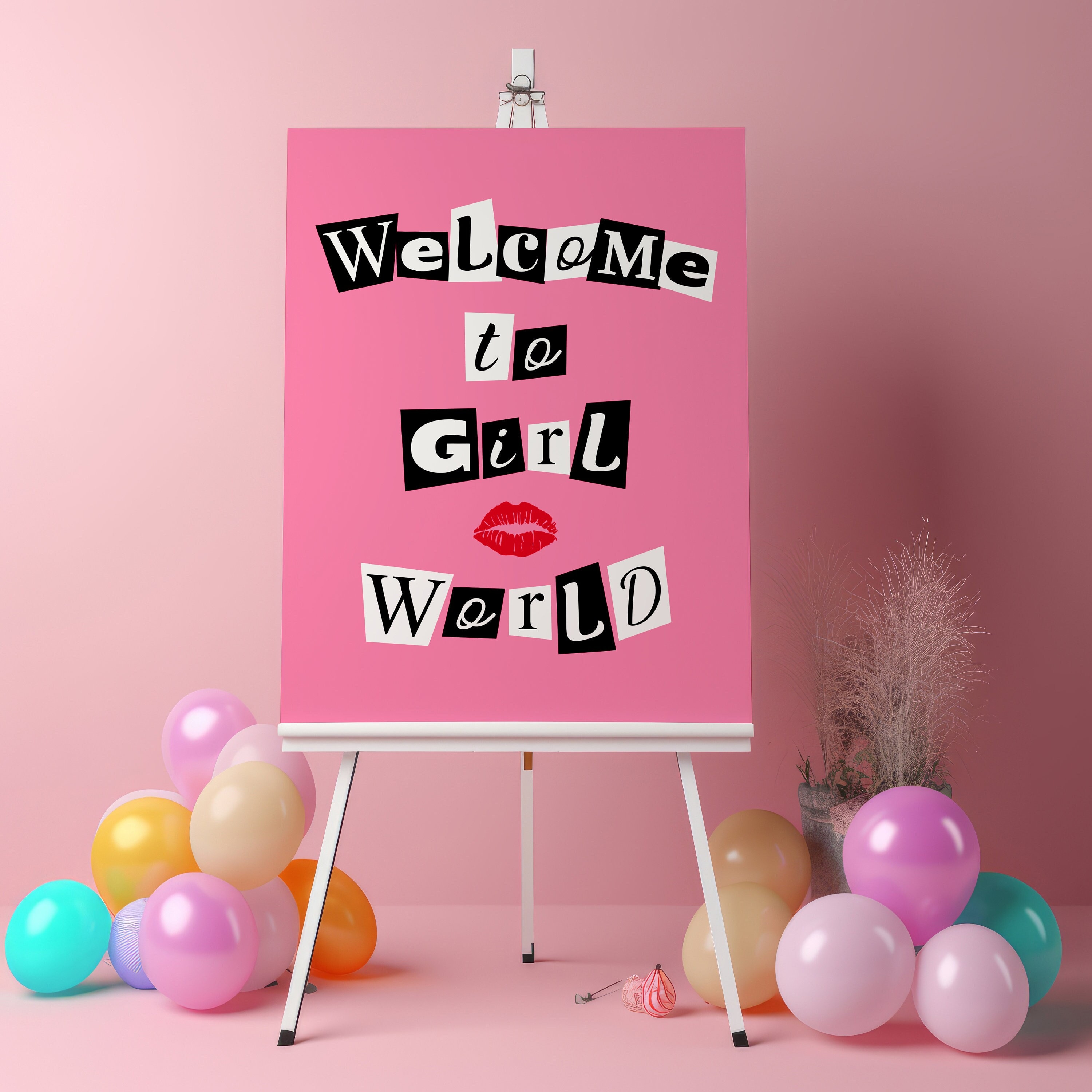 Mean Girls Welcome Sign, Burn Book Theme Party, Pink, Birthday Party ...