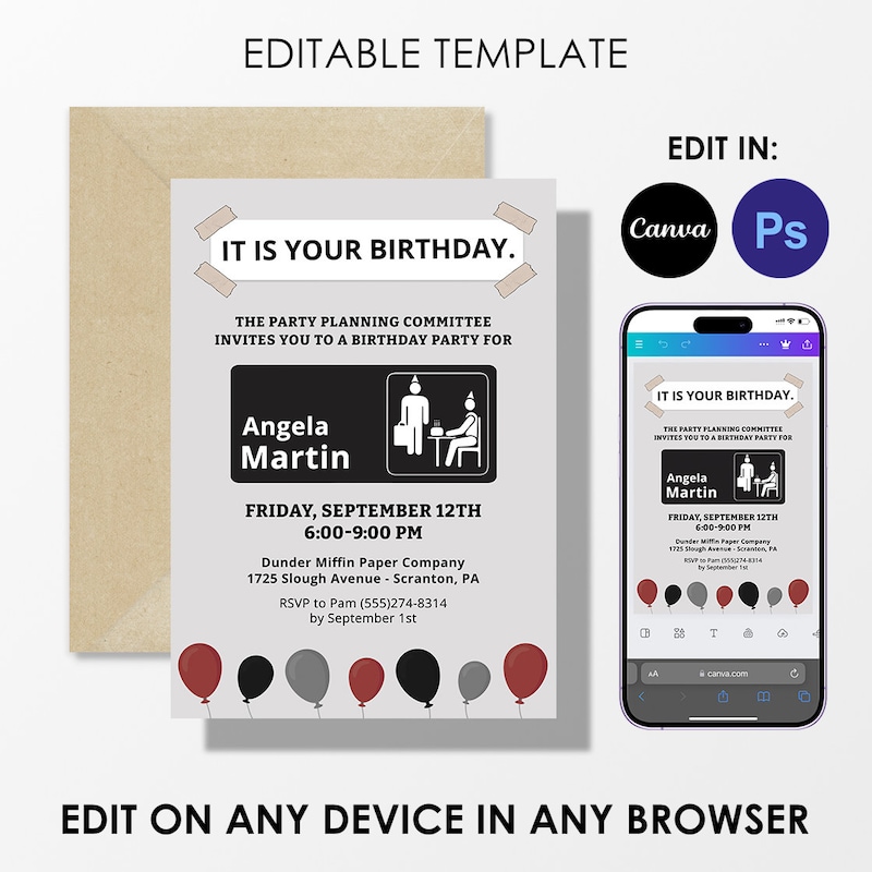 The Office Birthday Invite - Etsy