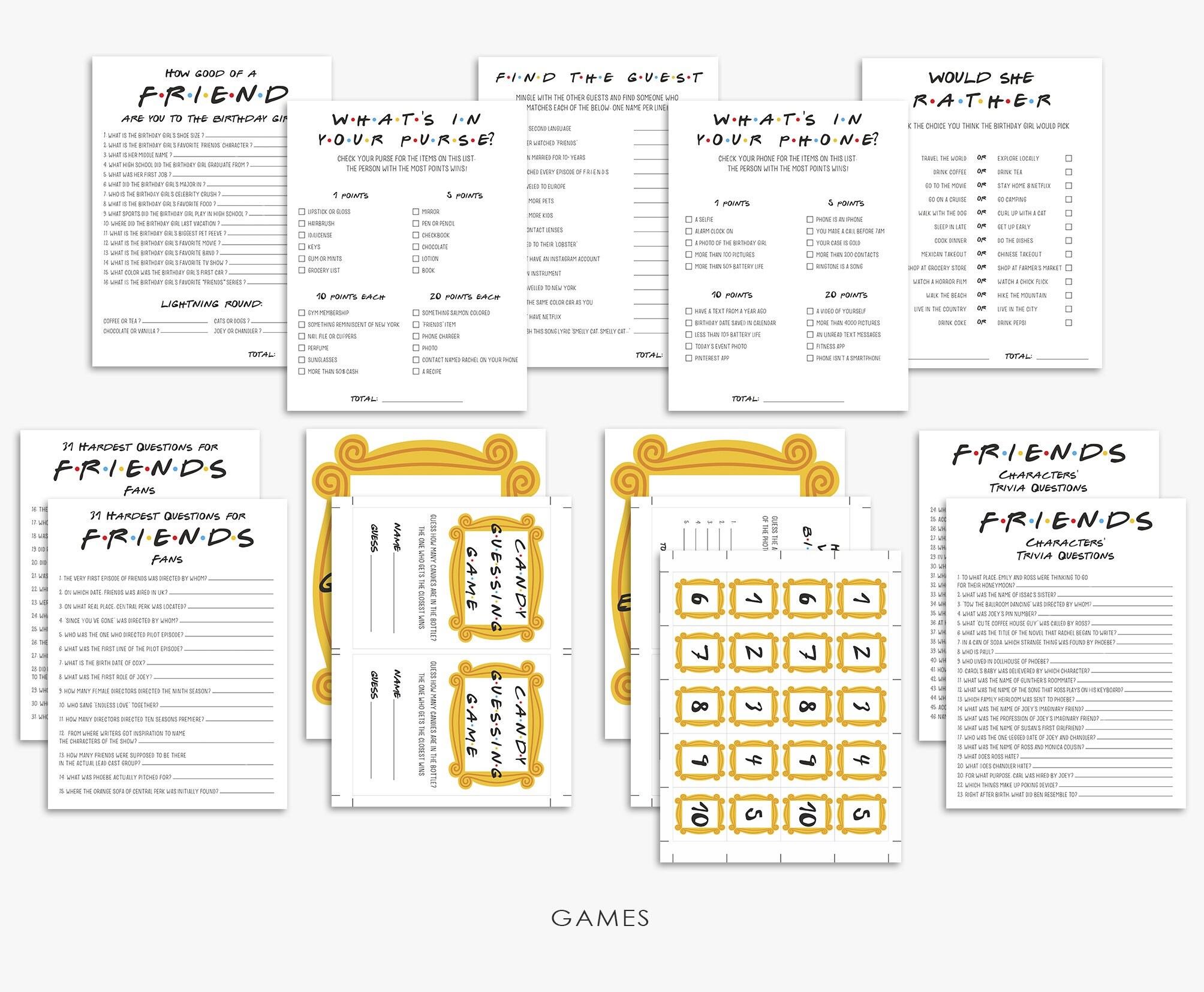 Friends Theme Birthday Party Decor, BUNDLE, Friends Banner | Invitation ...