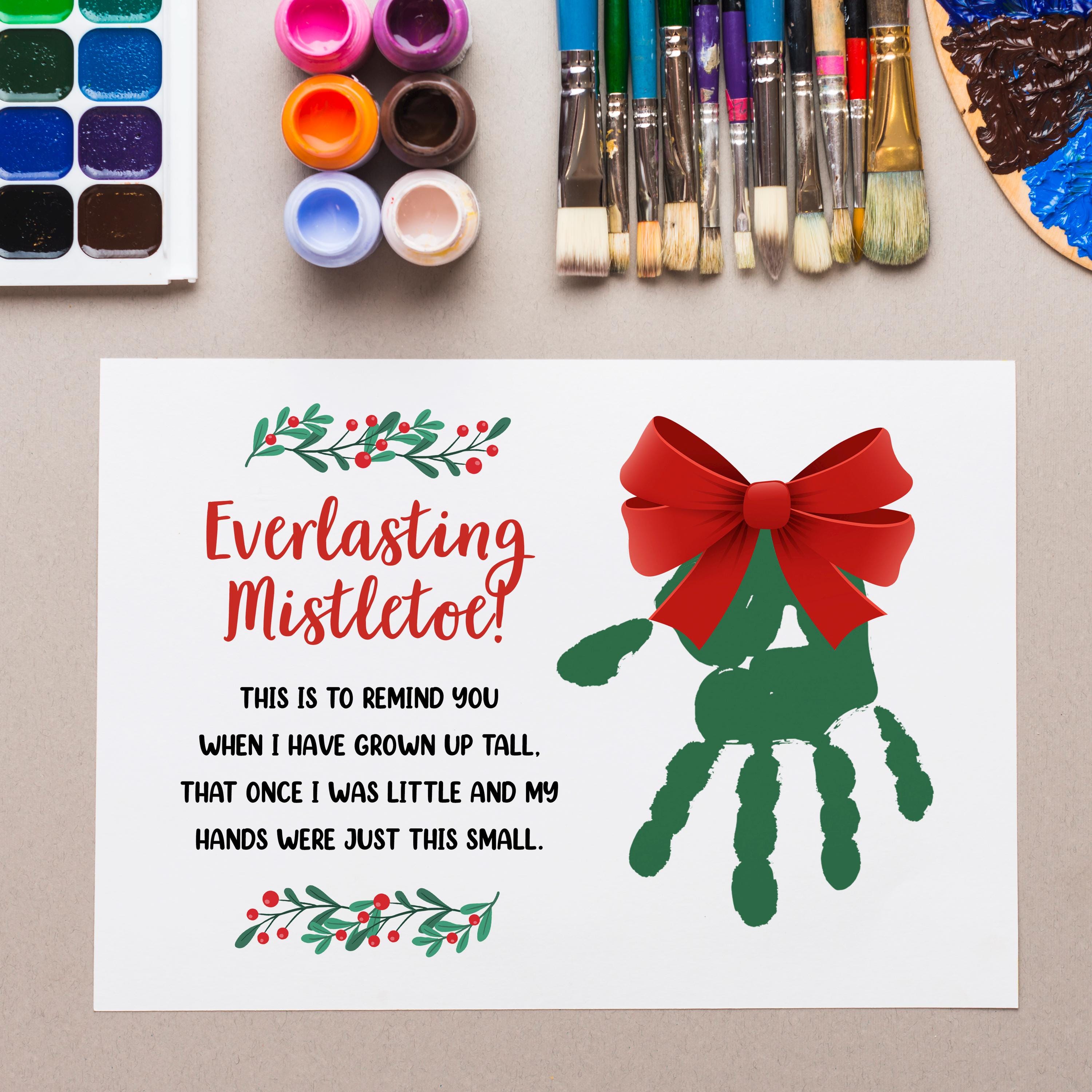 Everlasting Mistletoe Handprint Art, Christmas Baby Toddler Kids Craft ...