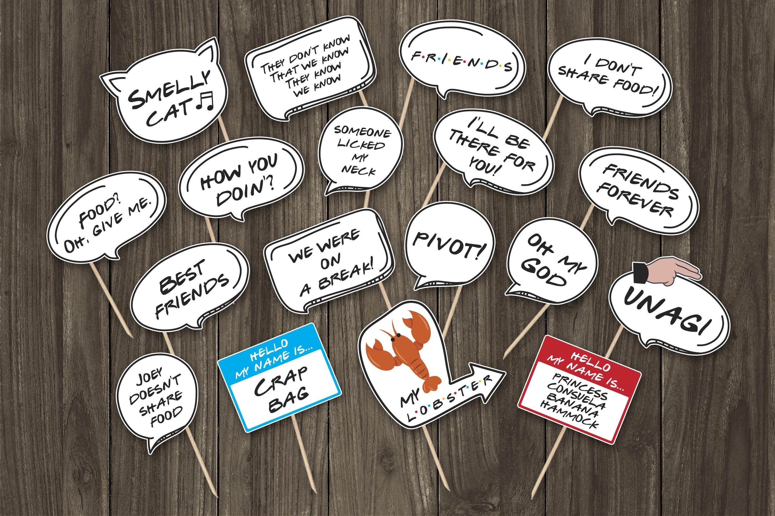 Friends Photo Booth Props, Friends Theme Graduation Party Props ...