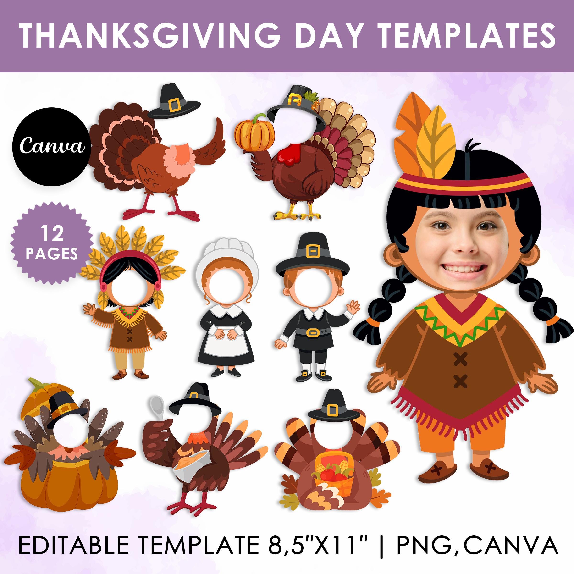 Thanksgiving Costume Photo Frames, Add Your Own Face, DIY, Thanksgiving ...