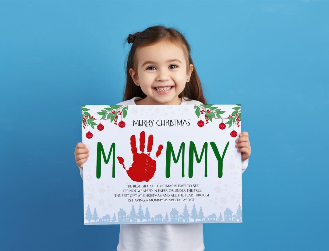 Christmas Mom Poem Handprint Art Craft, First Xmas Keepsake Memory ...
