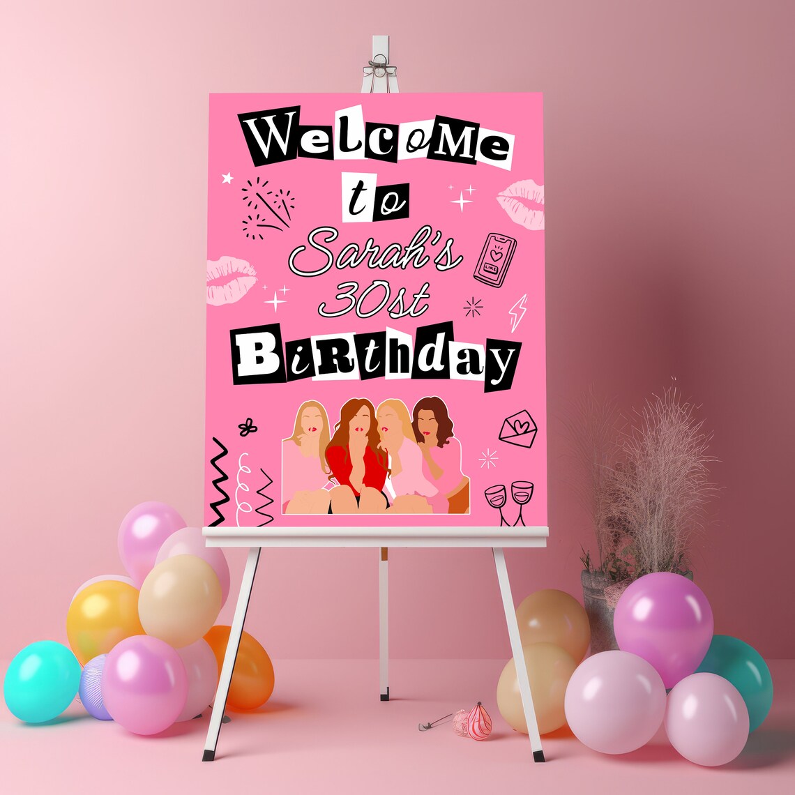 Mean Girls Birthday Welcome Sign, Burn Book Theme, Editable, Canva ...