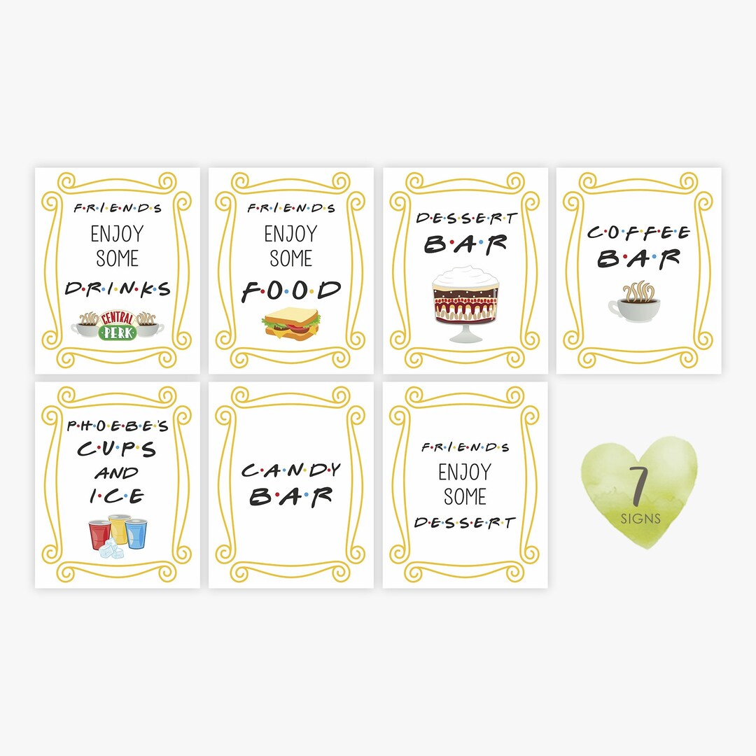 Friends Table Sign, BUNDLE, Food Sign, Dessert Bar Sign, Drink Sign ...
