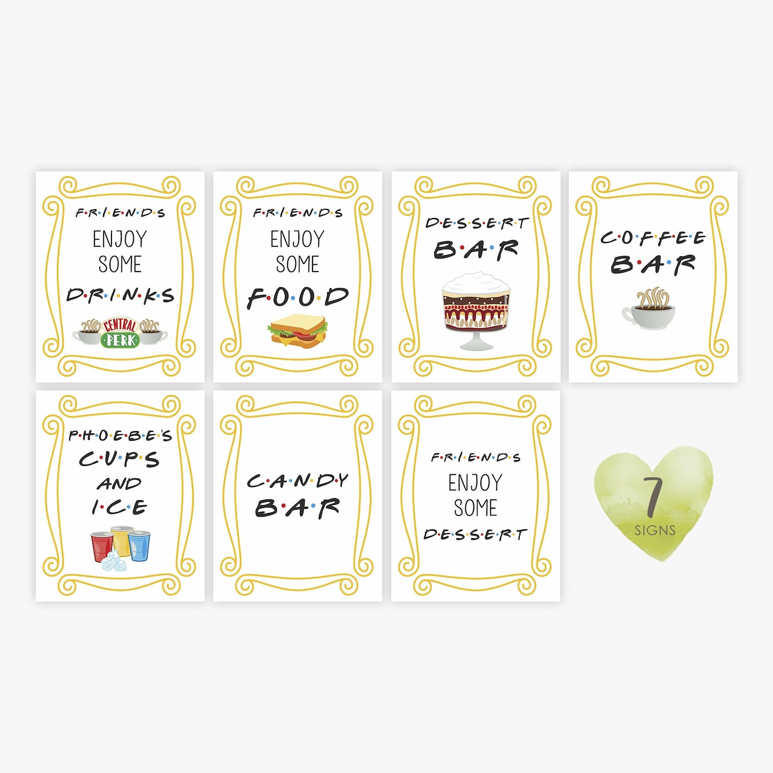 Friends Table Sign, BUNDLE, Food Sign, Dessert Bar Sign, Drink Sign ...