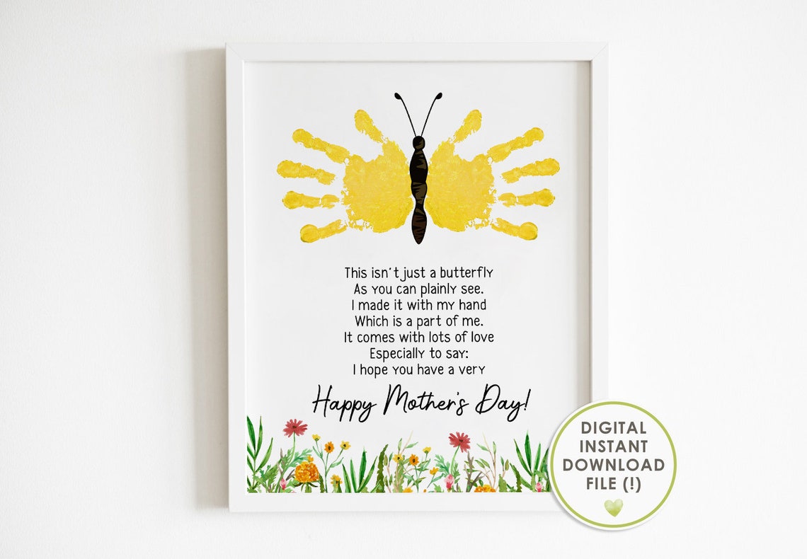Butterfly Handprint Art Craft, DIY, Mother's Day Gift From Baby, First ...