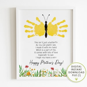 Butterfly Handprint Art Craft, DIY, Mother's Day Gift From Baby, First ...