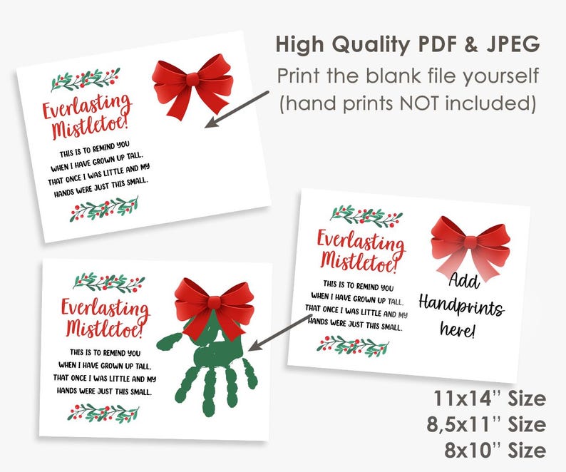 Everlasting Mistletoe Handprint Art, Christmas Baby Toddler Kids Craft ...