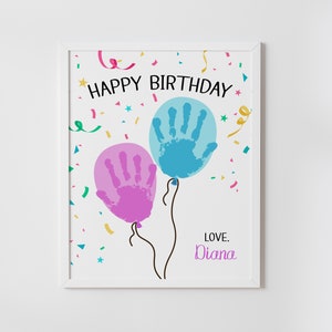 Birthday Balloon Handprint Art, Kids Craft, Happy Birthday, Gift From ...