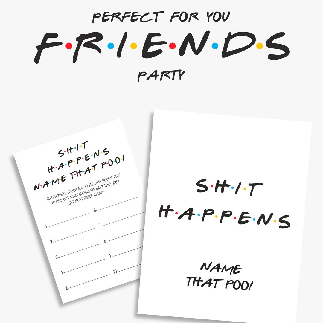 Shit Happens Name That Poo, Baby Shower Game, Friends Theme, Guess the ...