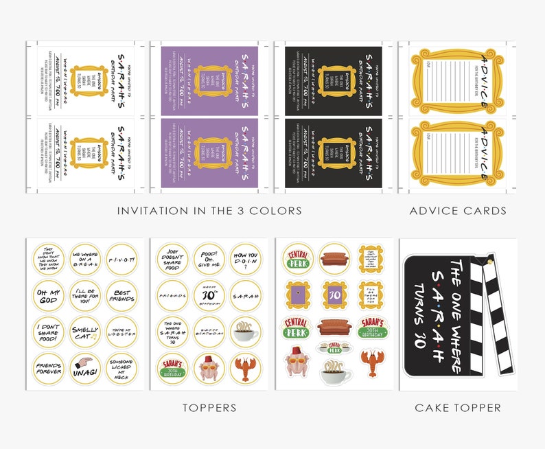 Friends Theme Birthday Party Decor, BUNDLE, Friends Banner | Invitation ...