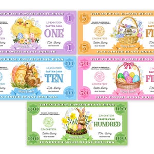 Easter Hunt Bunny Bucks, Printable, Easter Play Money, Easter Dollar ...