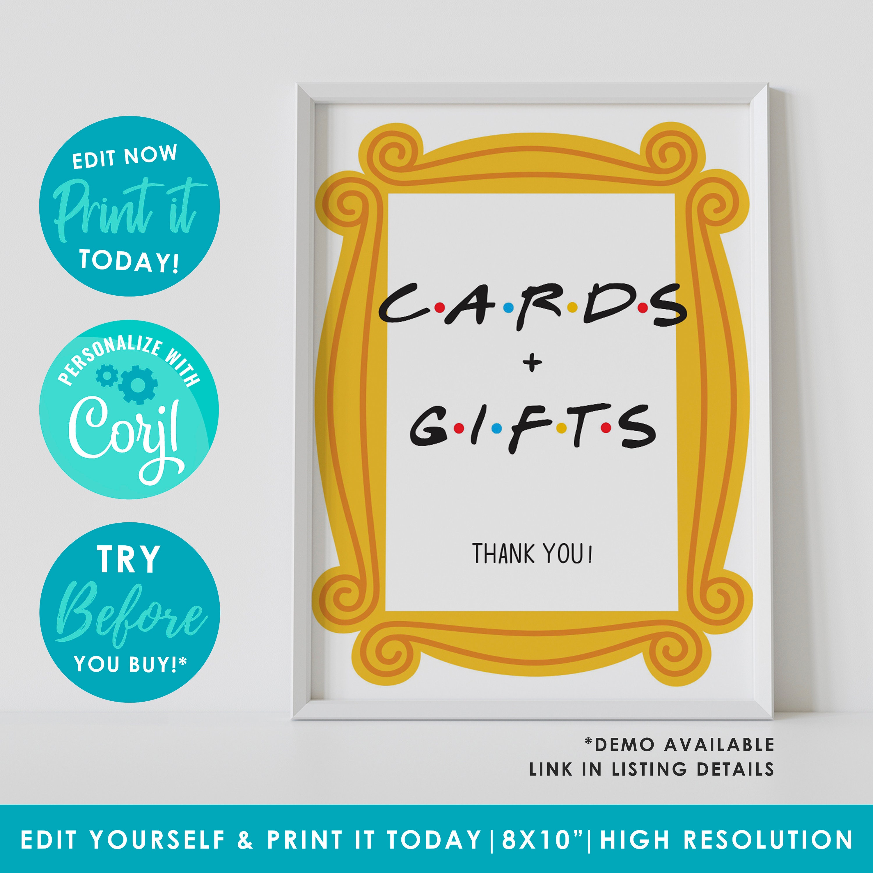 Editable Friends Theme Baby Shower Party Sign, BUNDLE, Custom, Friends ...