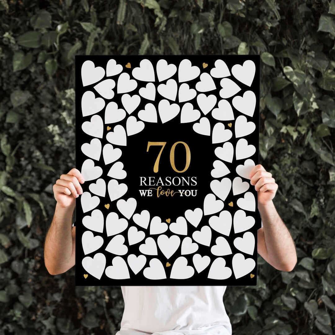 70 Reasons We Love You, 70th Birthday Decoration, Personalized, Seventy ...
