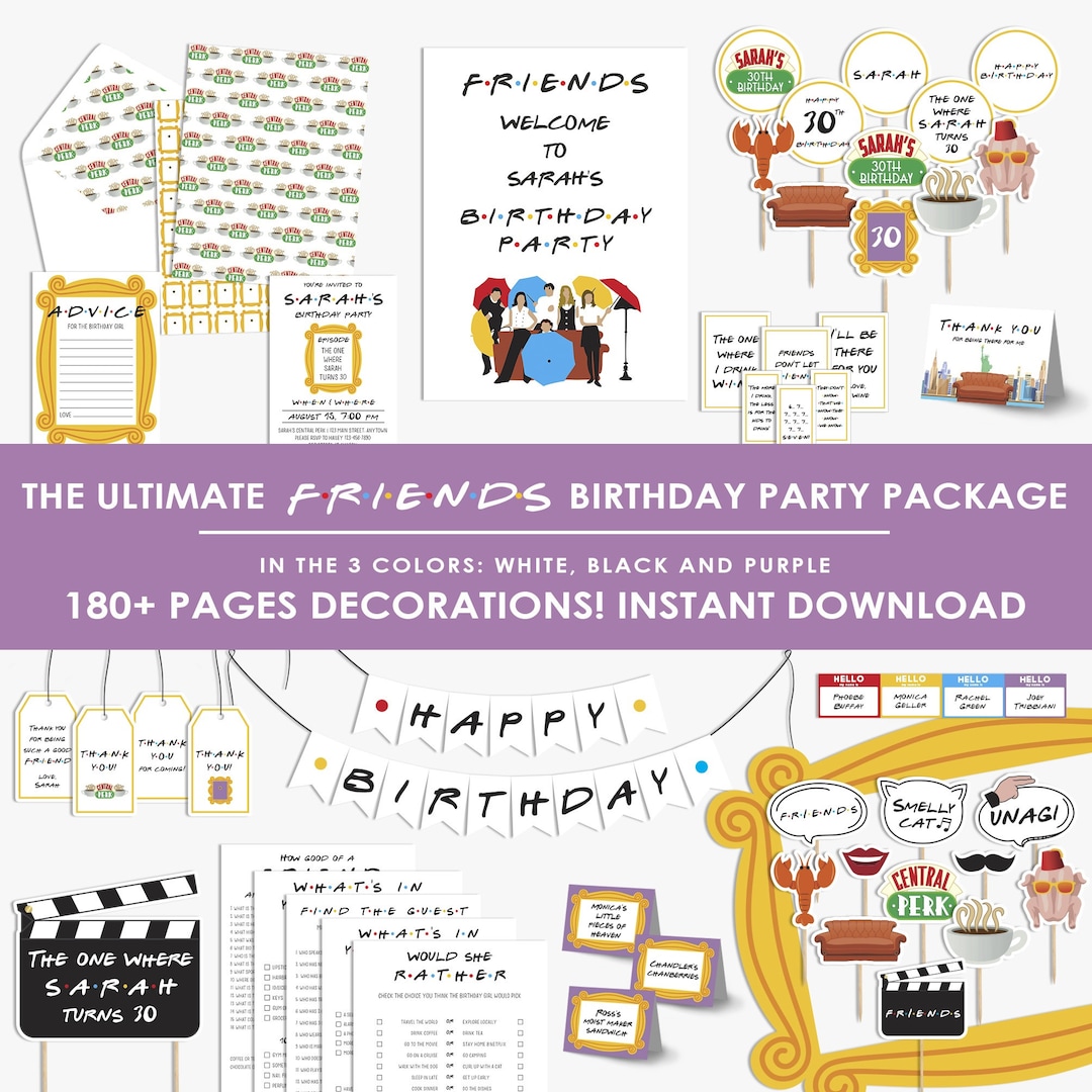 Friends Theme Birthday Party Decor, BUNDLE, Friends Banner | Invitation ...