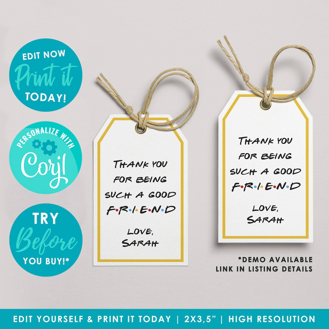 Editable Friends Gift Tag, Friends Theme Birthday Party Favor Tag ...