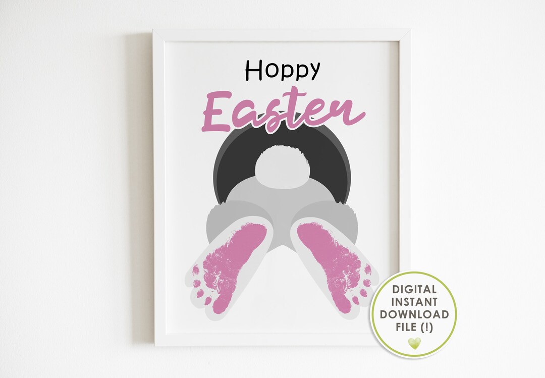 Easter Footprint Art, Bunny Feet, Crafts for Kids, First Easter Decor ...
