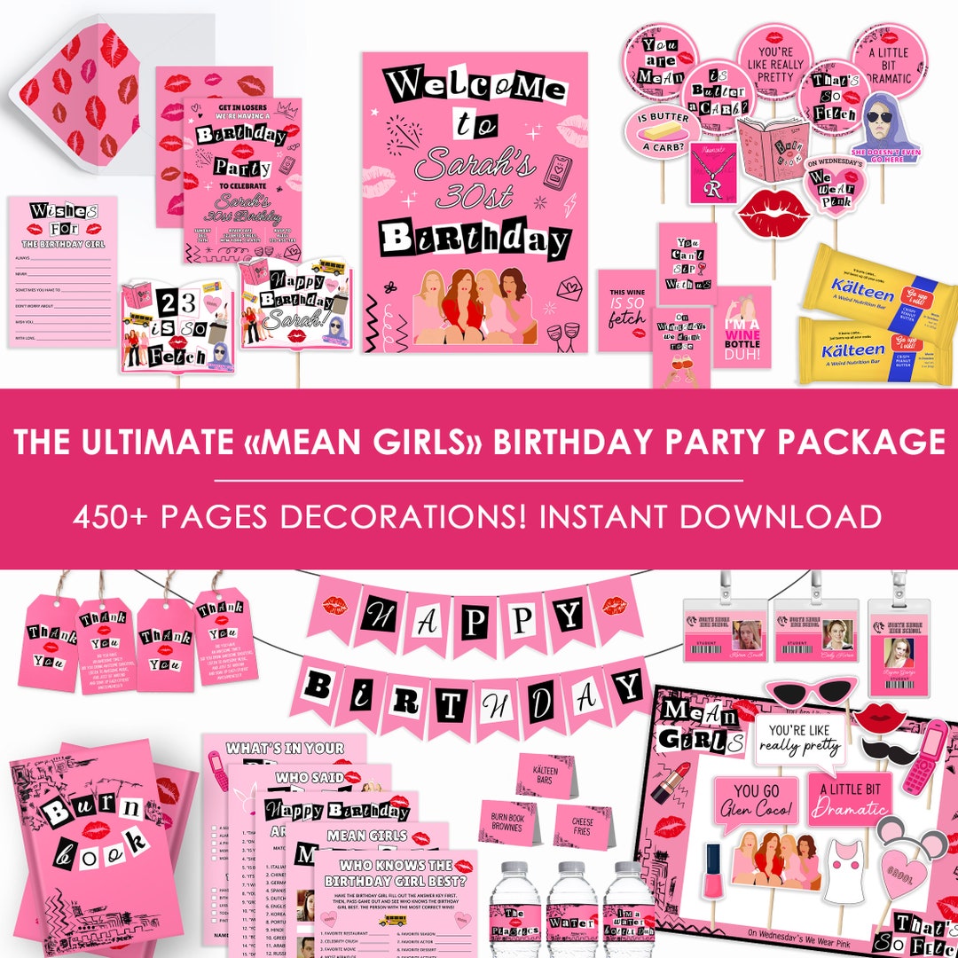 Mean Girls Theme Birthday Party Decor, BUNDLE, Mean Girls Invitation ...