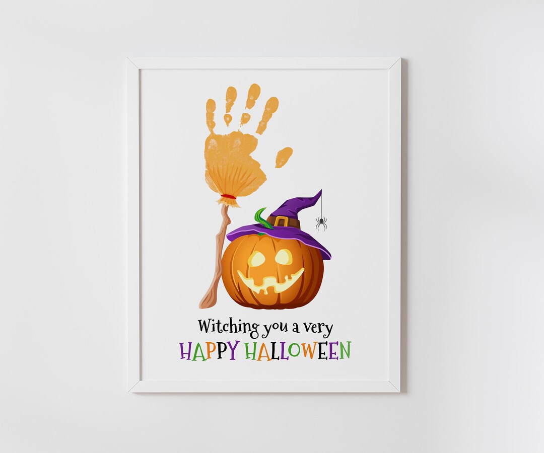 Halloween Pumpkin Handprint Art, Halloween Preschool Kindergarten ...