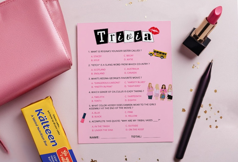 Mean Girls Trivia Game, Mean Girls Theme Party Activity, Quiz Game ...