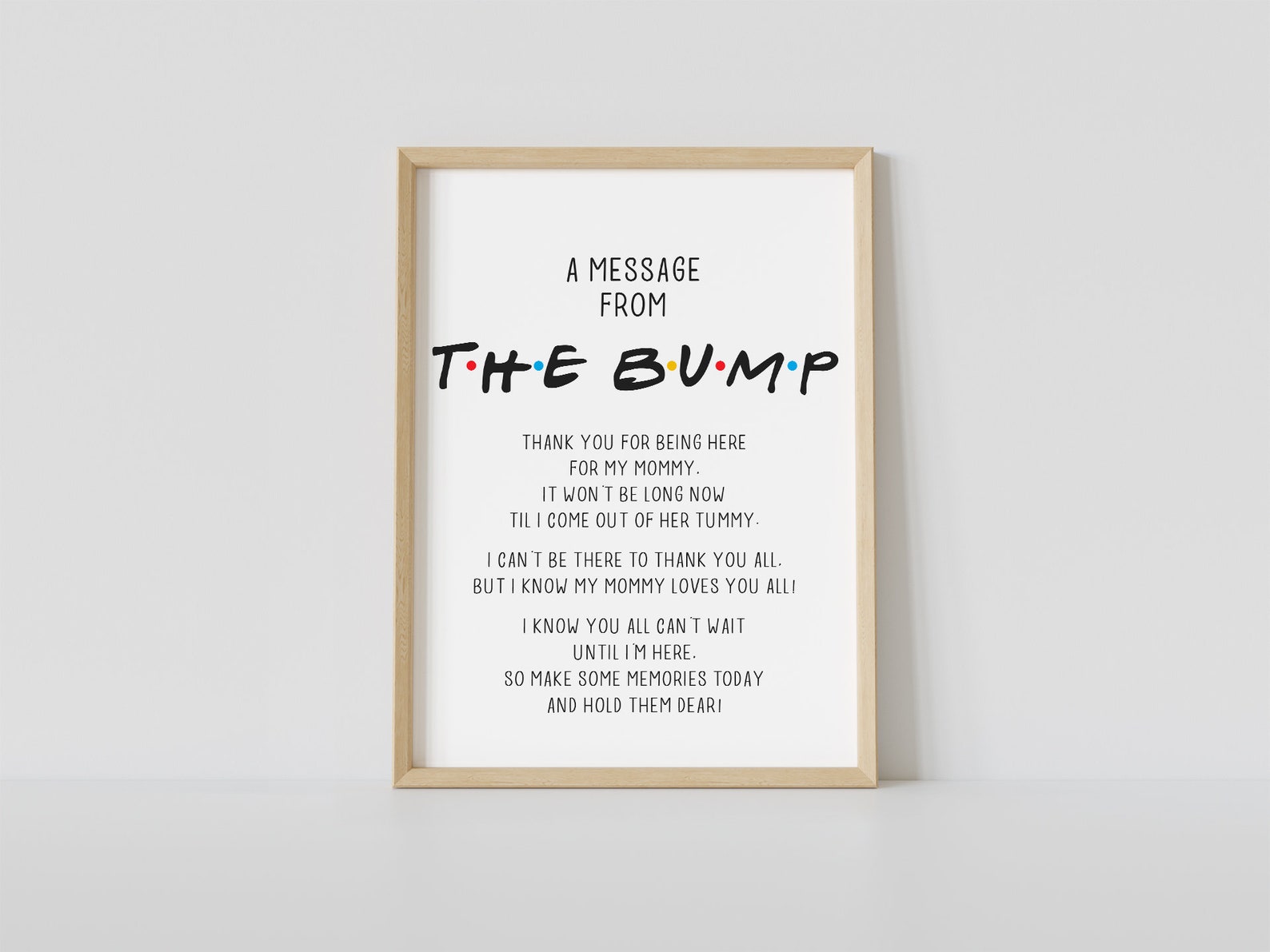 Message From the Bump Sign, Friends Theme Baby Shower, Bump Sign ...