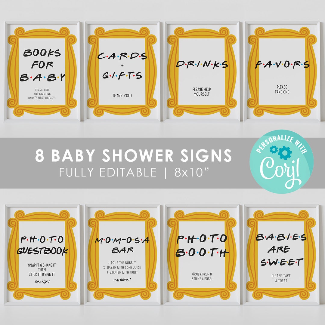 Editable Friends Theme Baby Shower Party Sign, BUNDLE, Custom, Friends ...