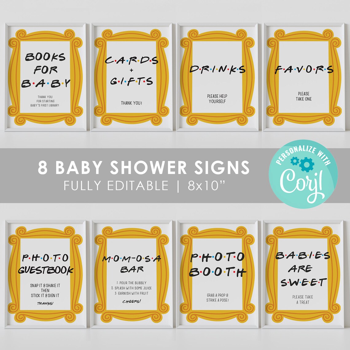 Editable Friends Theme Baby Shower Party Sign, BUNDLE, Custom, Friends ...