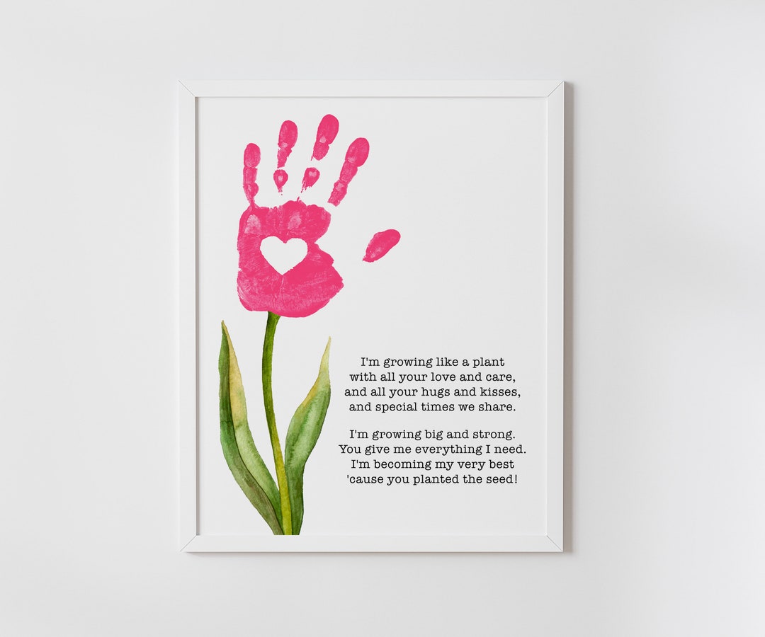 Mother's Day Flower Handprint Art Poem, DIY, Kids Craft, Card, Gift for ...