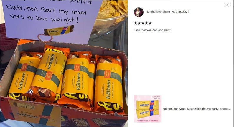 Kalteen Bar Wrap, Mean Girls Theme Party, Chocolate Bar Wrapper, DIY ...