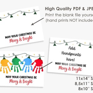 4 Handprints Christmas Lights, Kids Crafts, Merry & Bright, DIY, Memory ...