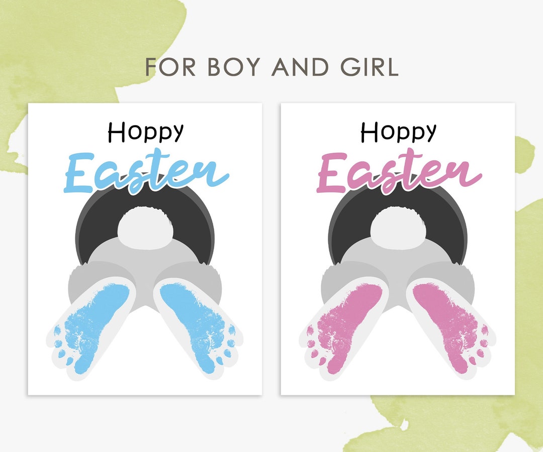 Easter Cute Bunny Feet Footprint Art, Bundle, Crafts for Kids, Hoopy ...