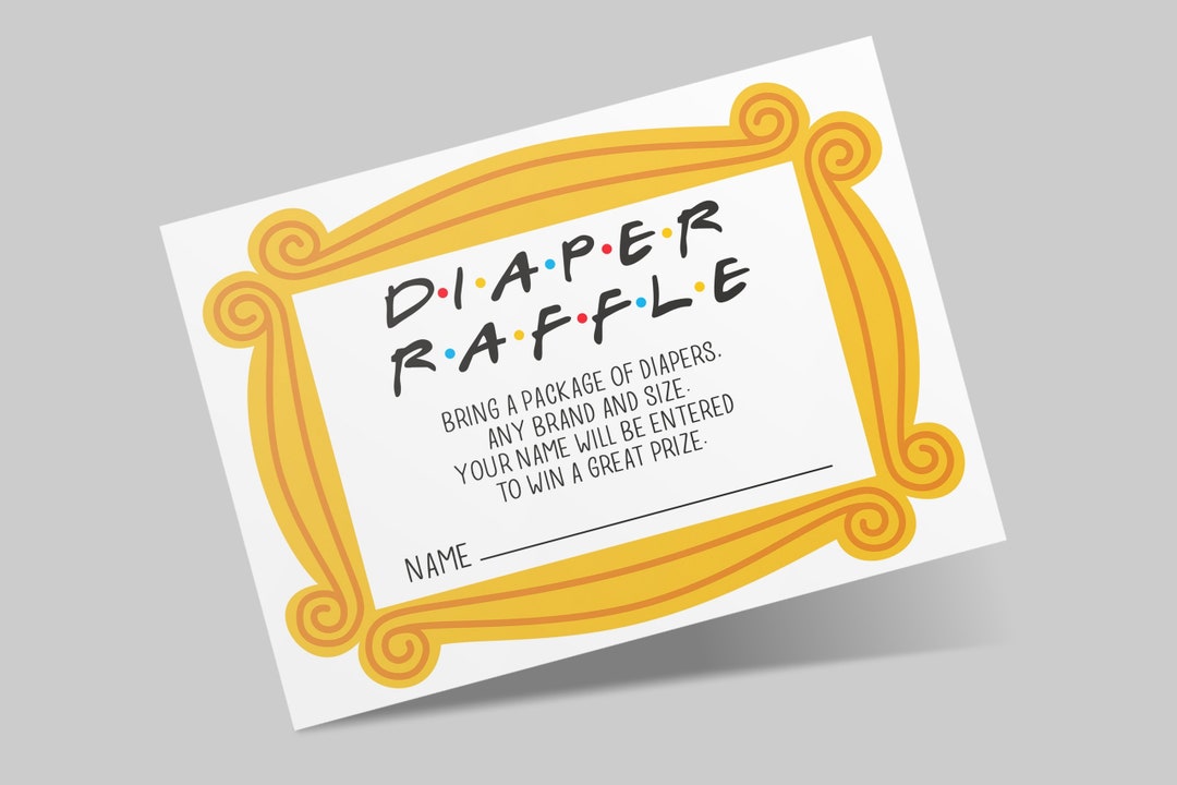Diaper Raffle Sign + Cards, Friends Theme Baby Shower Game, Gender ...