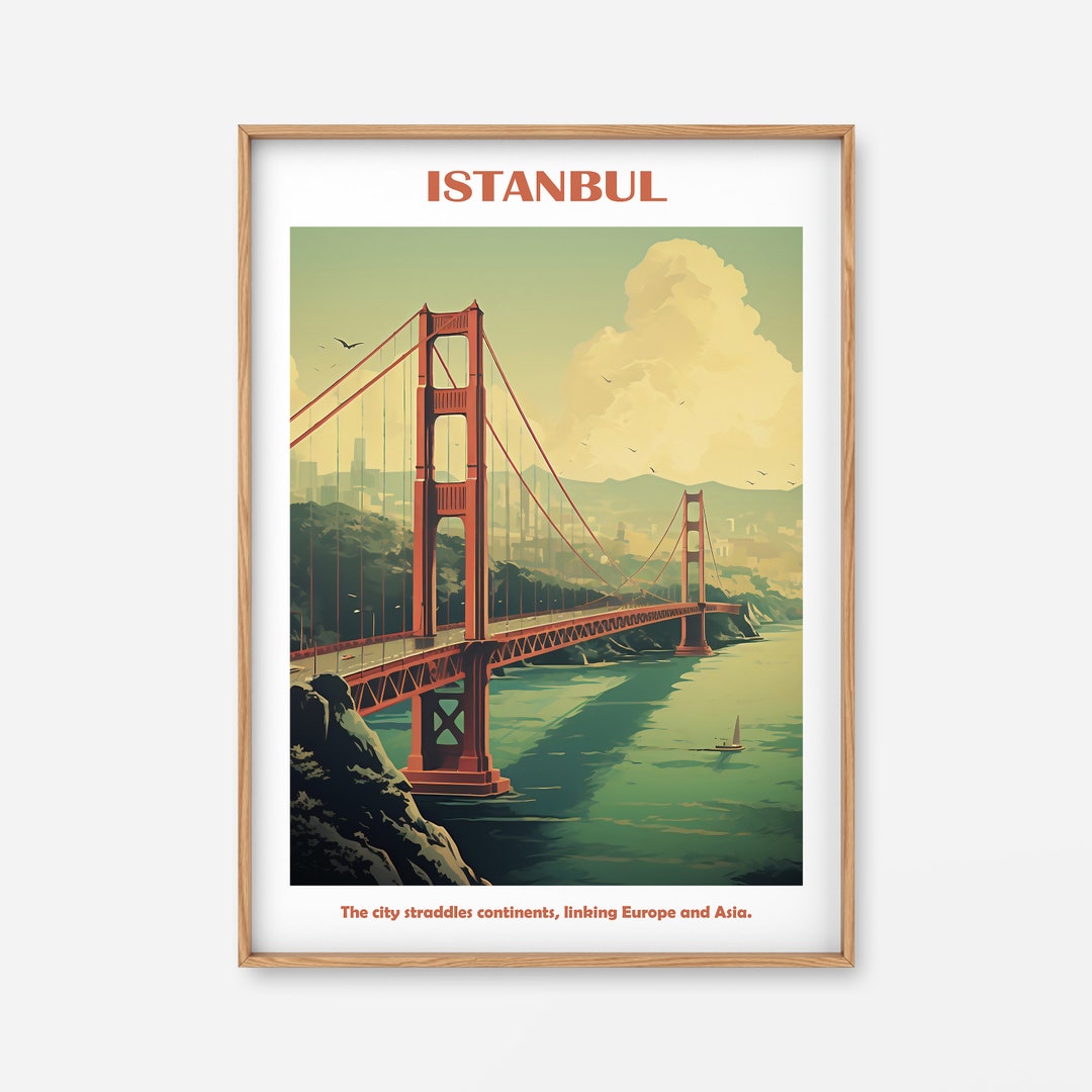 Digital Istanbul Poster, Printable Wall Art Download, Retro Travel ...