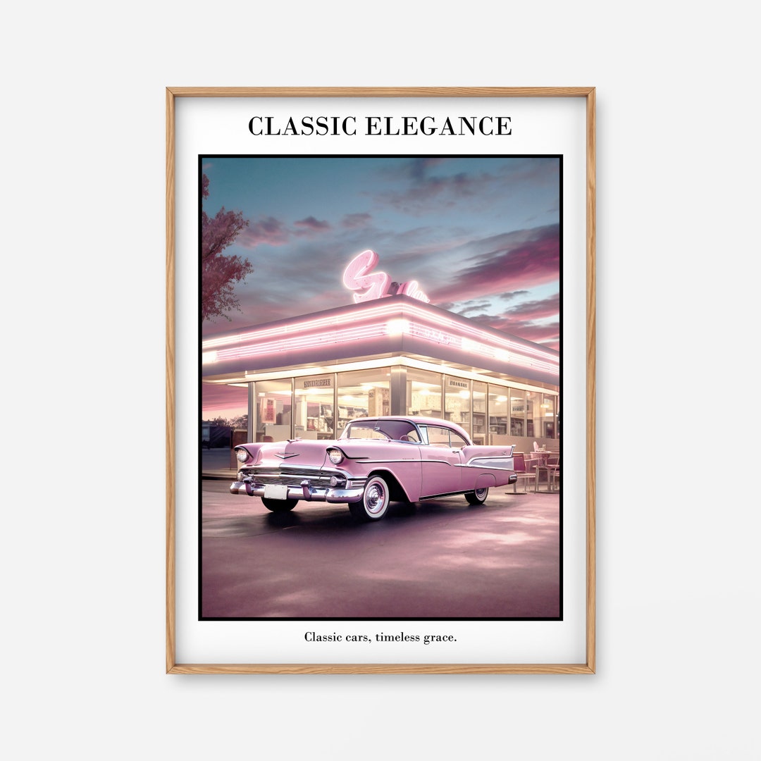 1956 Pink Chevrolet Poster, Digital Wall Poster, Retro Auto Print, High ...