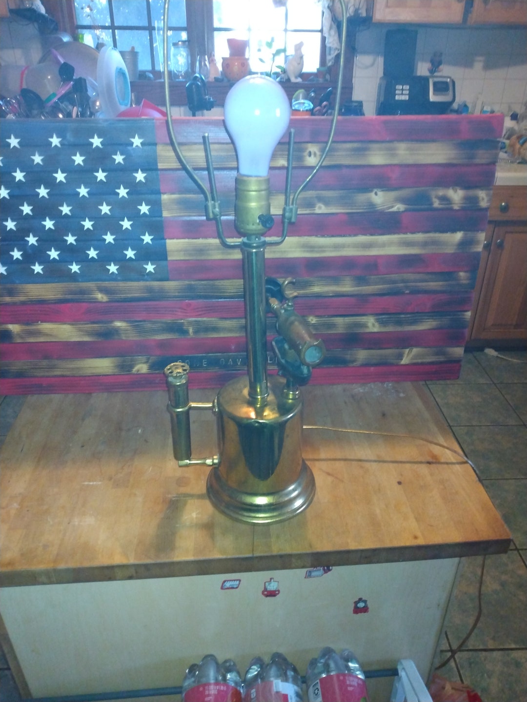 Antique Brass Torch Lamp - Etsy