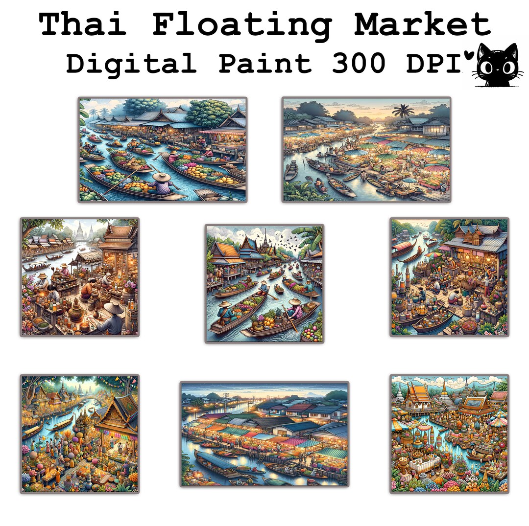 Thai Floating Market Art Gallery Wall Art Digital Print Instant ...