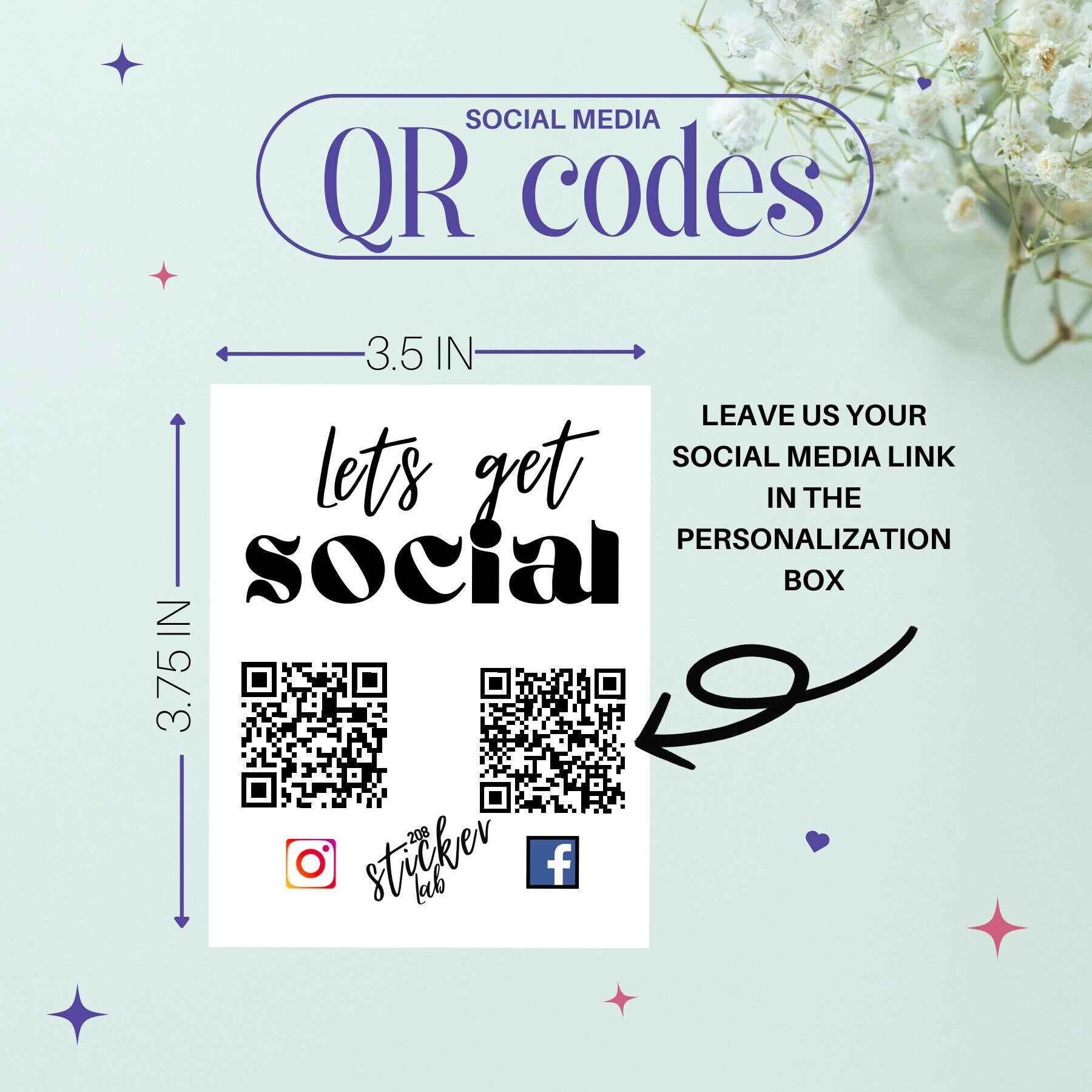 Custom QR Code Social Media Sticker Personalized Easy to Scan ...