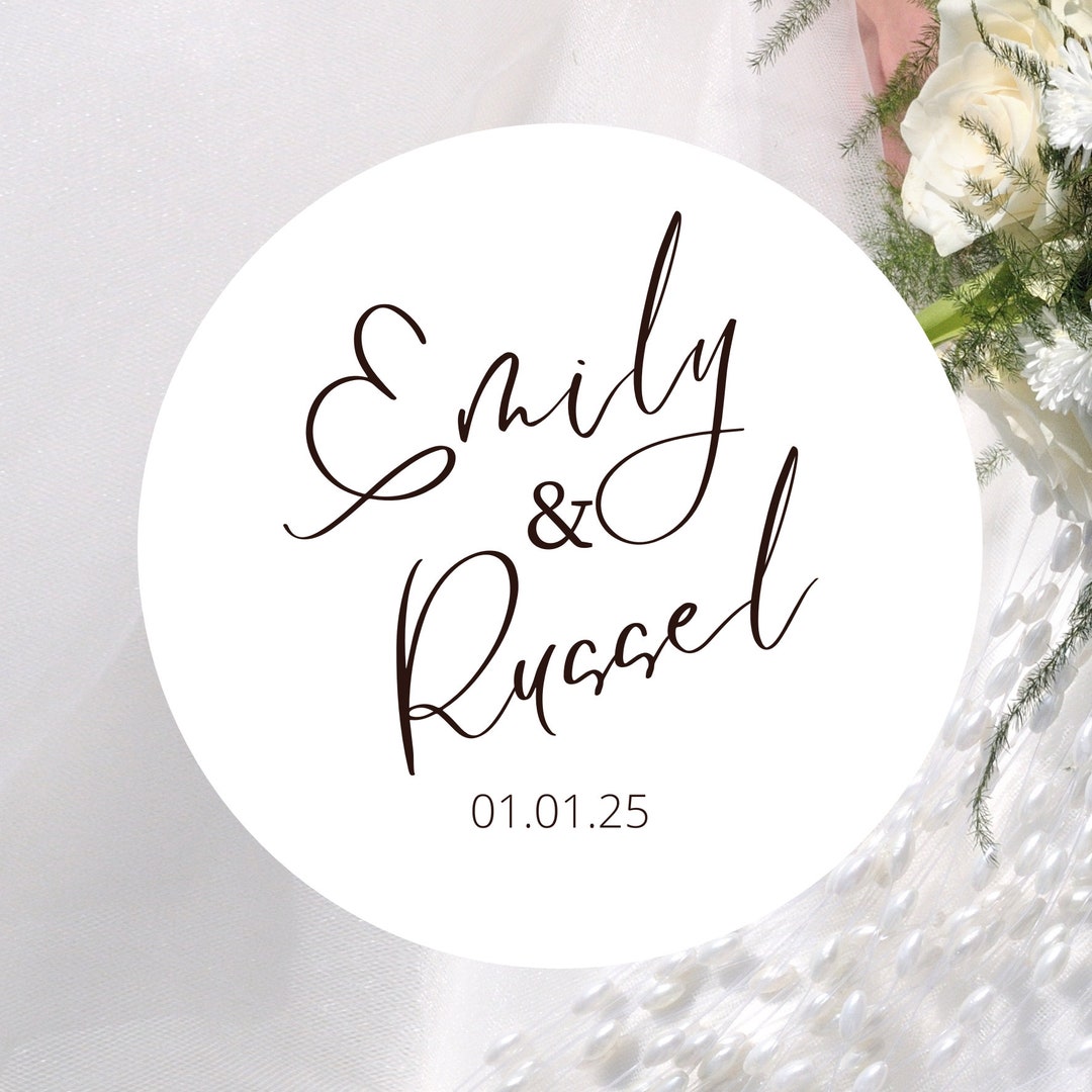 Custom Wedding Sticker Labels: Bride & Groom Names, Date - Etsy