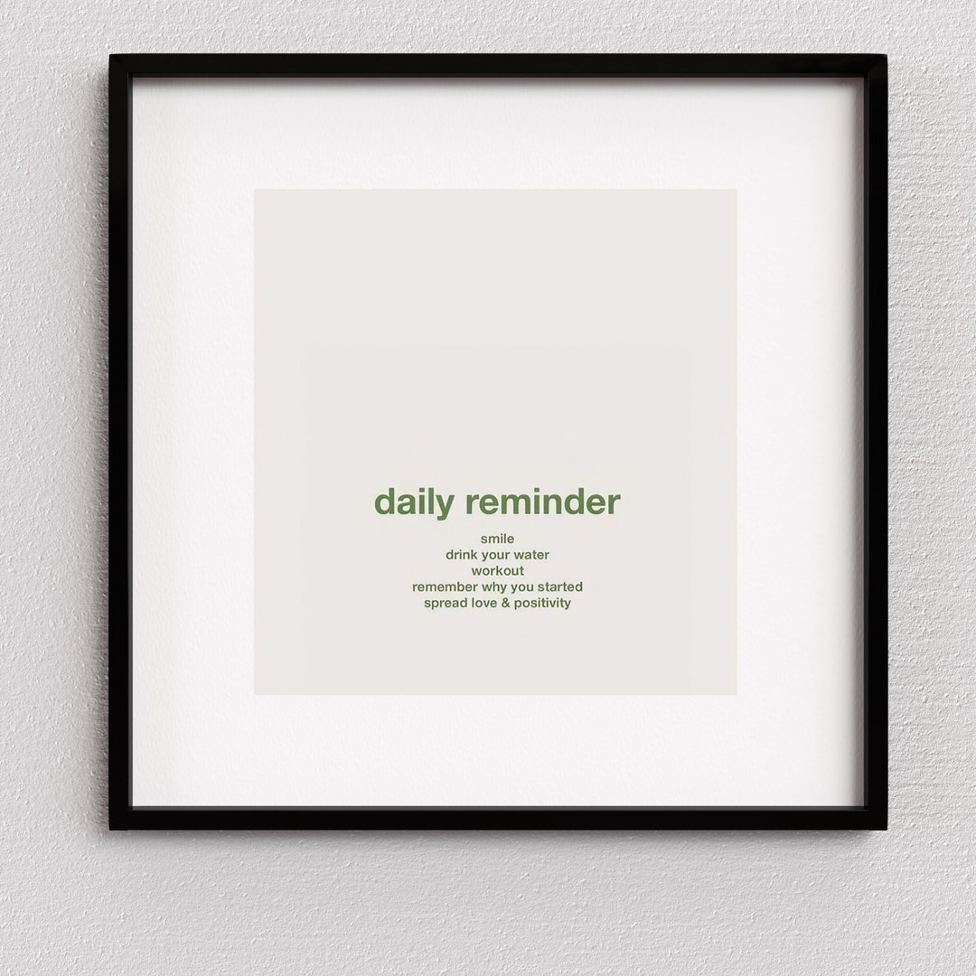 Wall Art PRINTABLE , Daily Reminder GREEN Art Printed, Modern Style ...