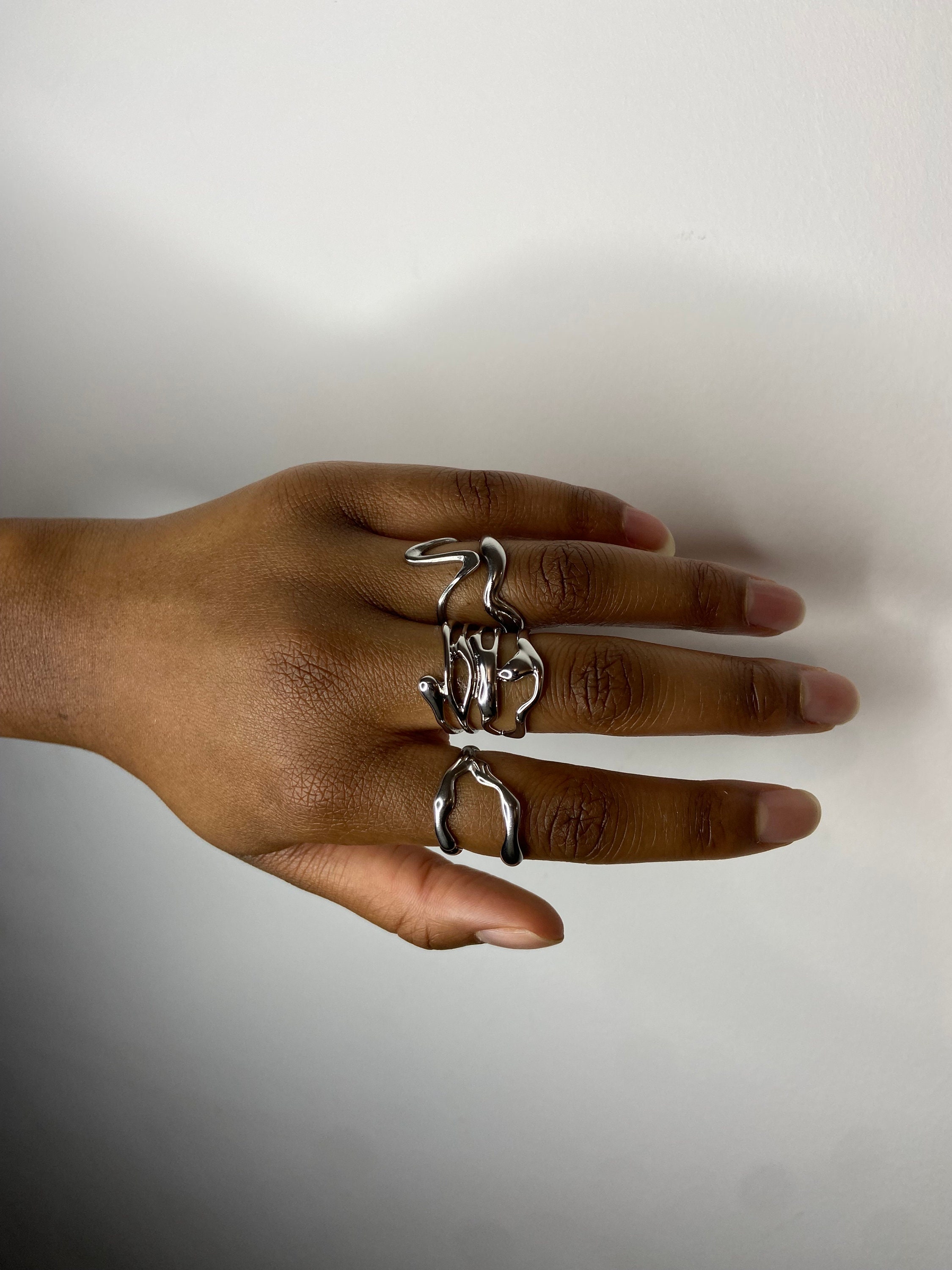 Adjustable Liquid Metal Stainless Steel Silver Rings - Etsy UK