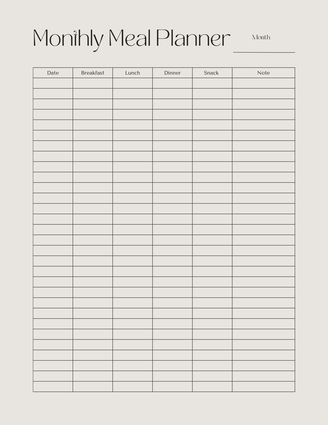 Printable Weekly & Monthly Meal Planner, Meal Tracker, Meal Prep ...
