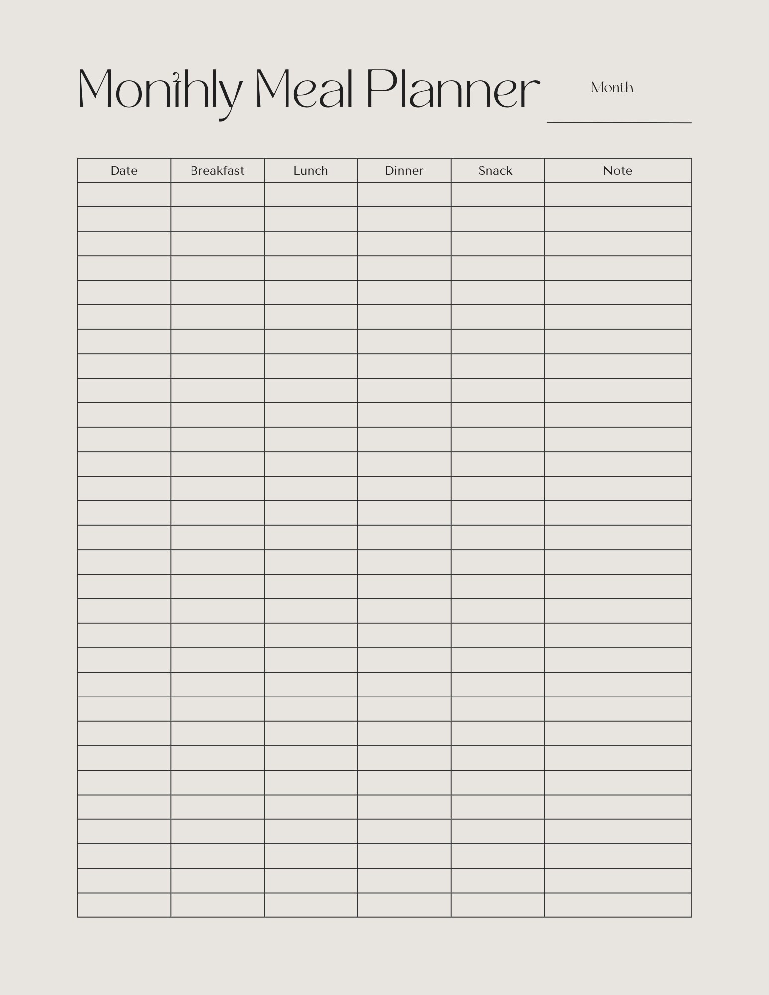 Printable Weekly & Monthly Meal Planner, Meal Tracker, Meal Prep ...