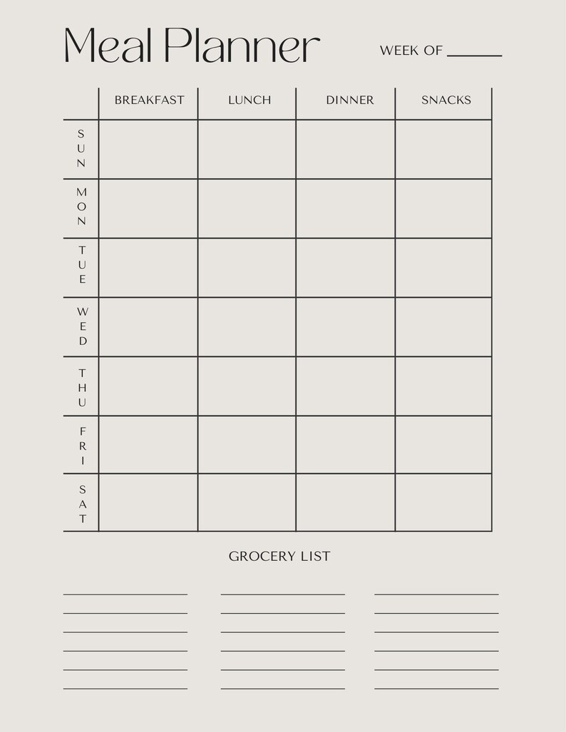 Printable Weekly & Monthly Meal Planner, Meal Tracker, Meal Prep ...