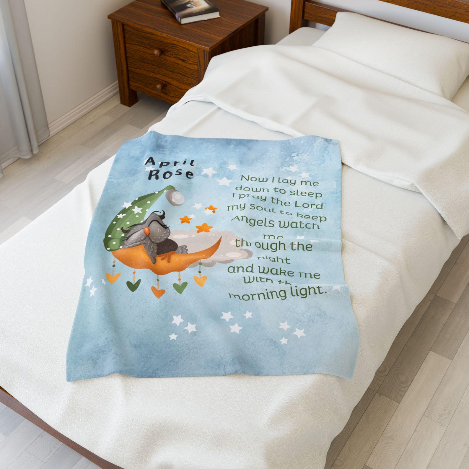 Personalized Now I Lay Me Down to Sleep, Plush Velveteen Blanket ...