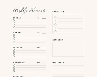 Printable Weekly Planner, Ultimate Weekly Planner, Weekly Planner for ...