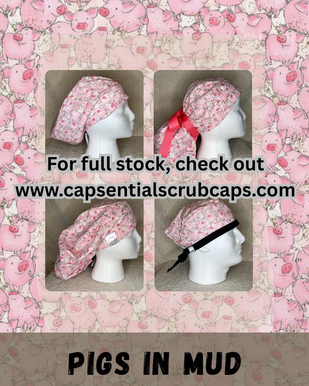 Bouffant/ponytail Pigs in Mud Scrub Cap - Etsy