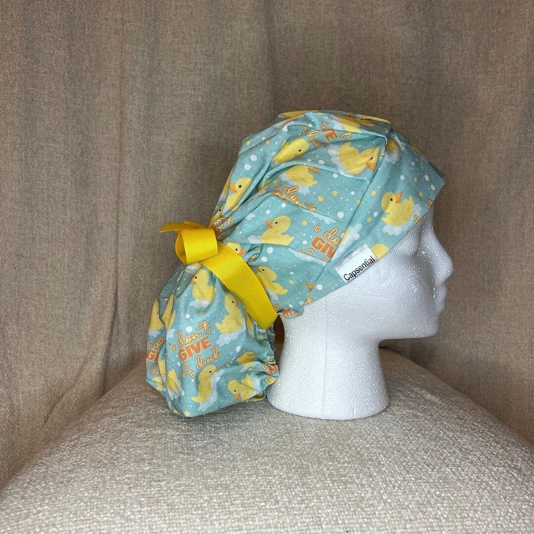 I Don't Give A Duck Bouffant Style Scrub Cap - Etsy UK