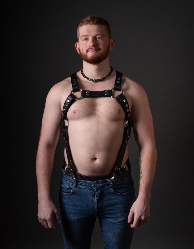 Leather Chest Harness With Suspender Straps to Jock Attachments ...